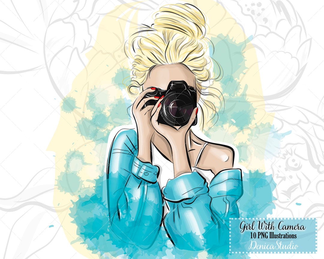 Girl With Camera Clipart Set, Photographer Clipart Photography Clipart ...