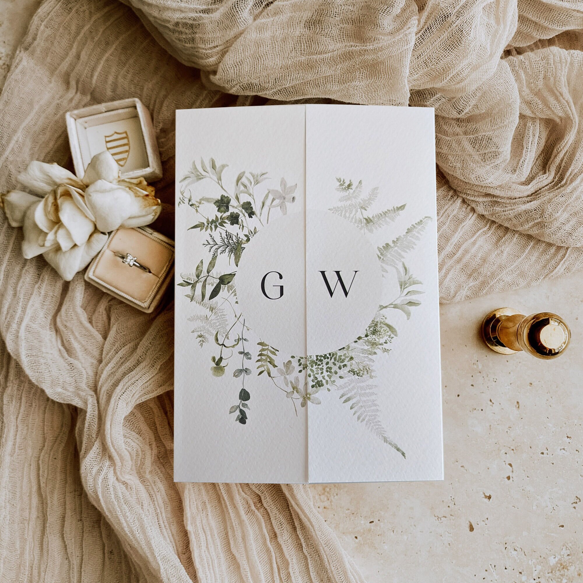 Gabriella Gatefold Wedding Invitation. Venue Illustration Invitation ...