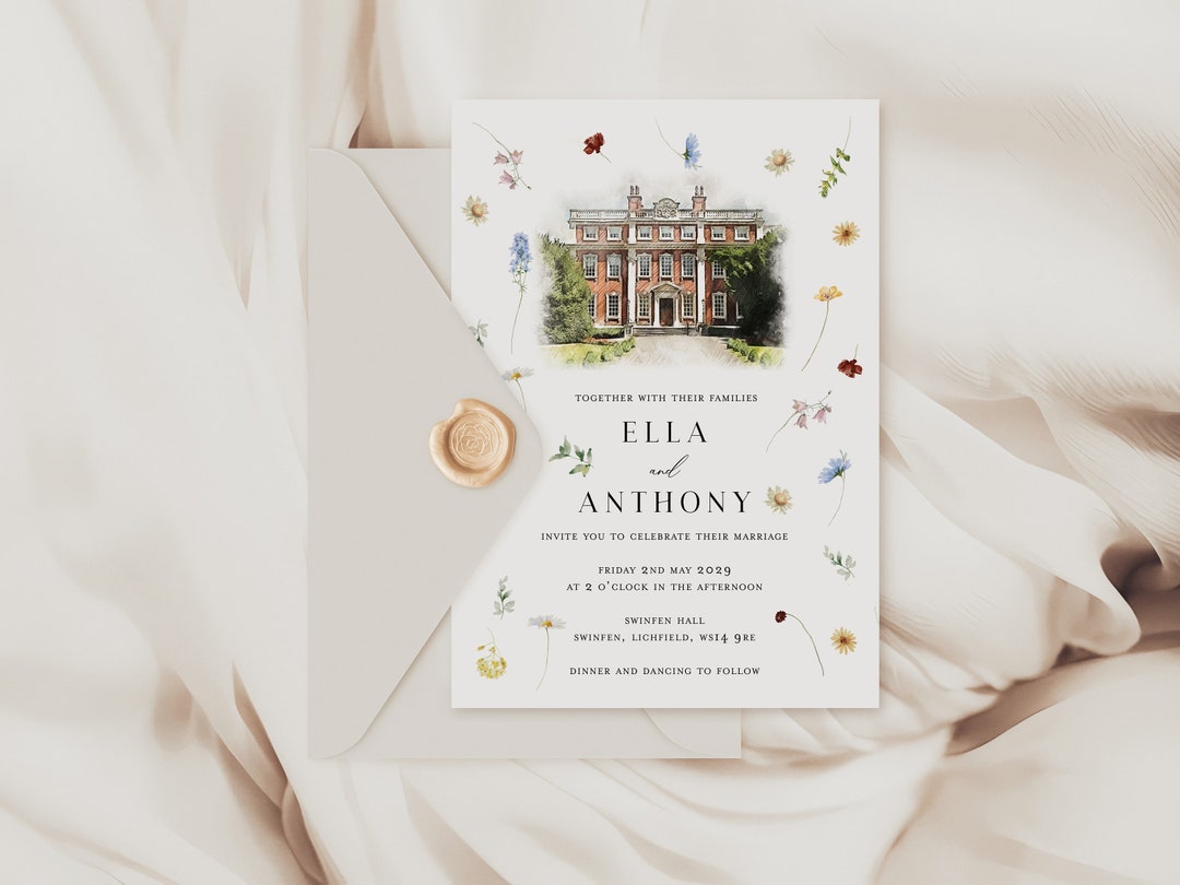 Ella | Pressed Watercolour Flower Design Wedding Invitations With a ...