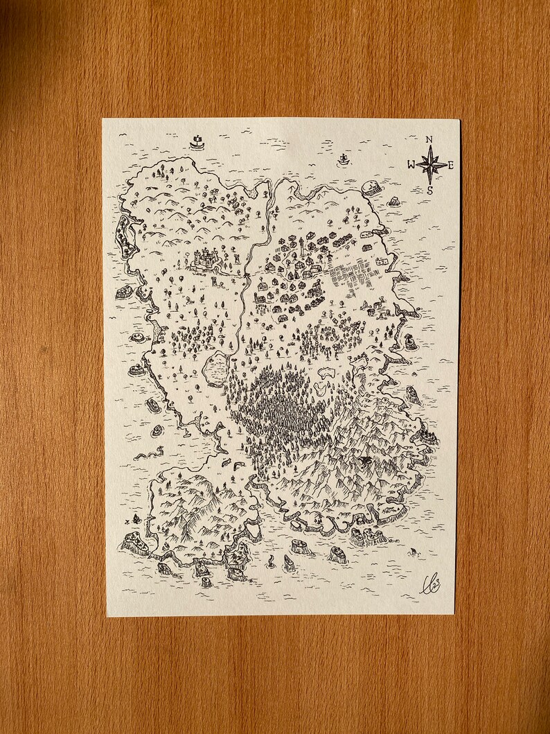 Fantasy Map Drawing Art Print - Etsy