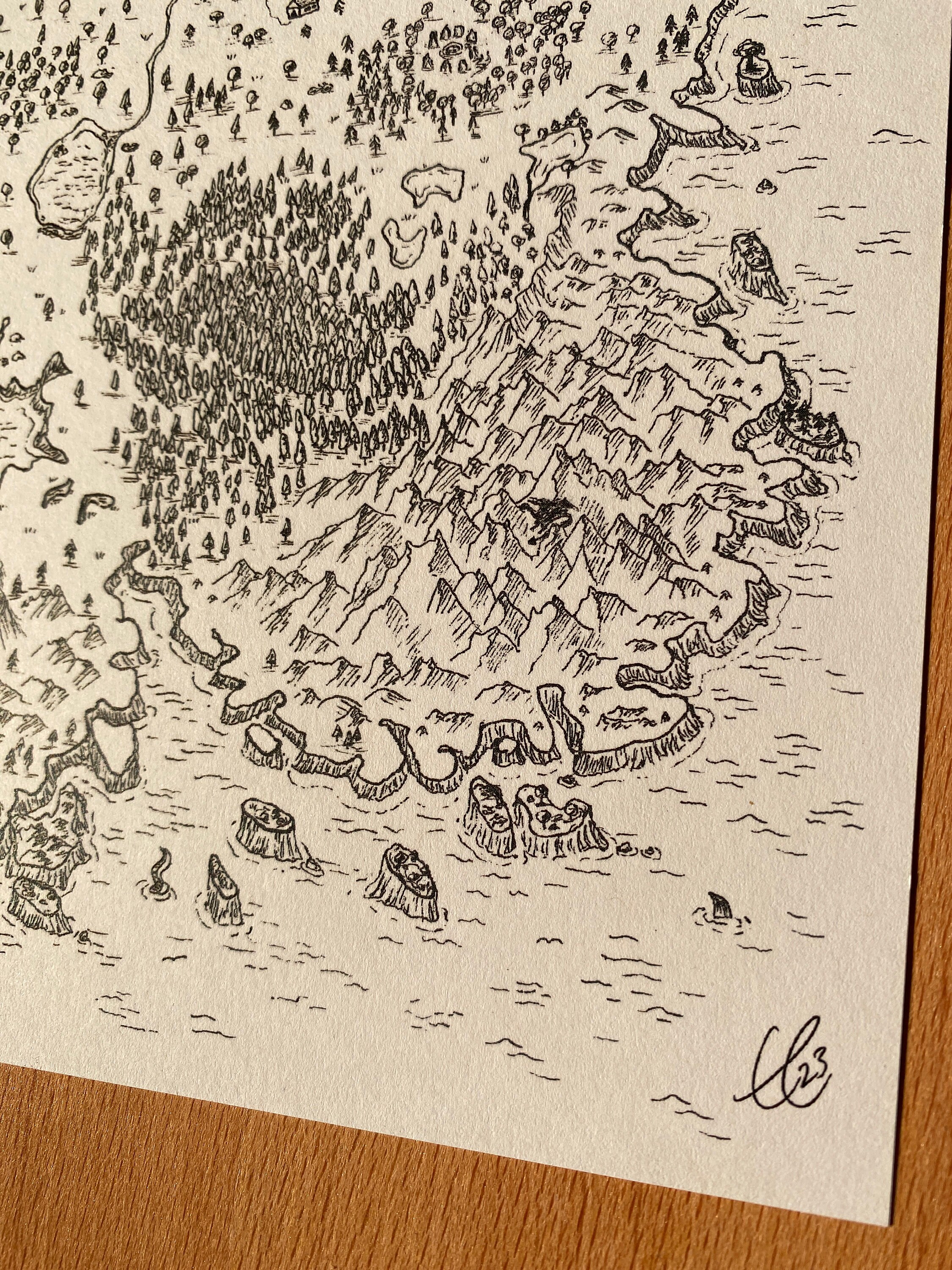 Fantasy Map Drawing Art Print - Etsy