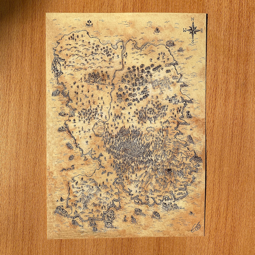 Fantasy Map Drawing Art Print - Etsy