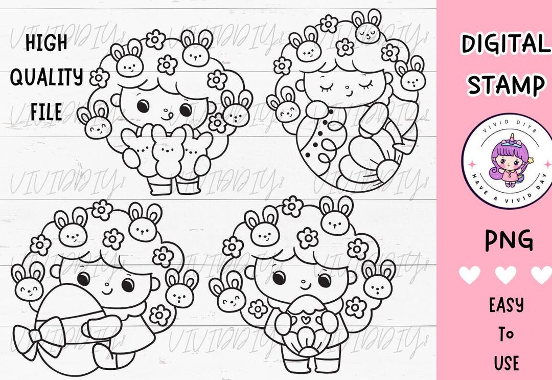 Digi Stamps- Png Clipart, Easter Digi Stamps Lets Doodles, Easter Girl ...