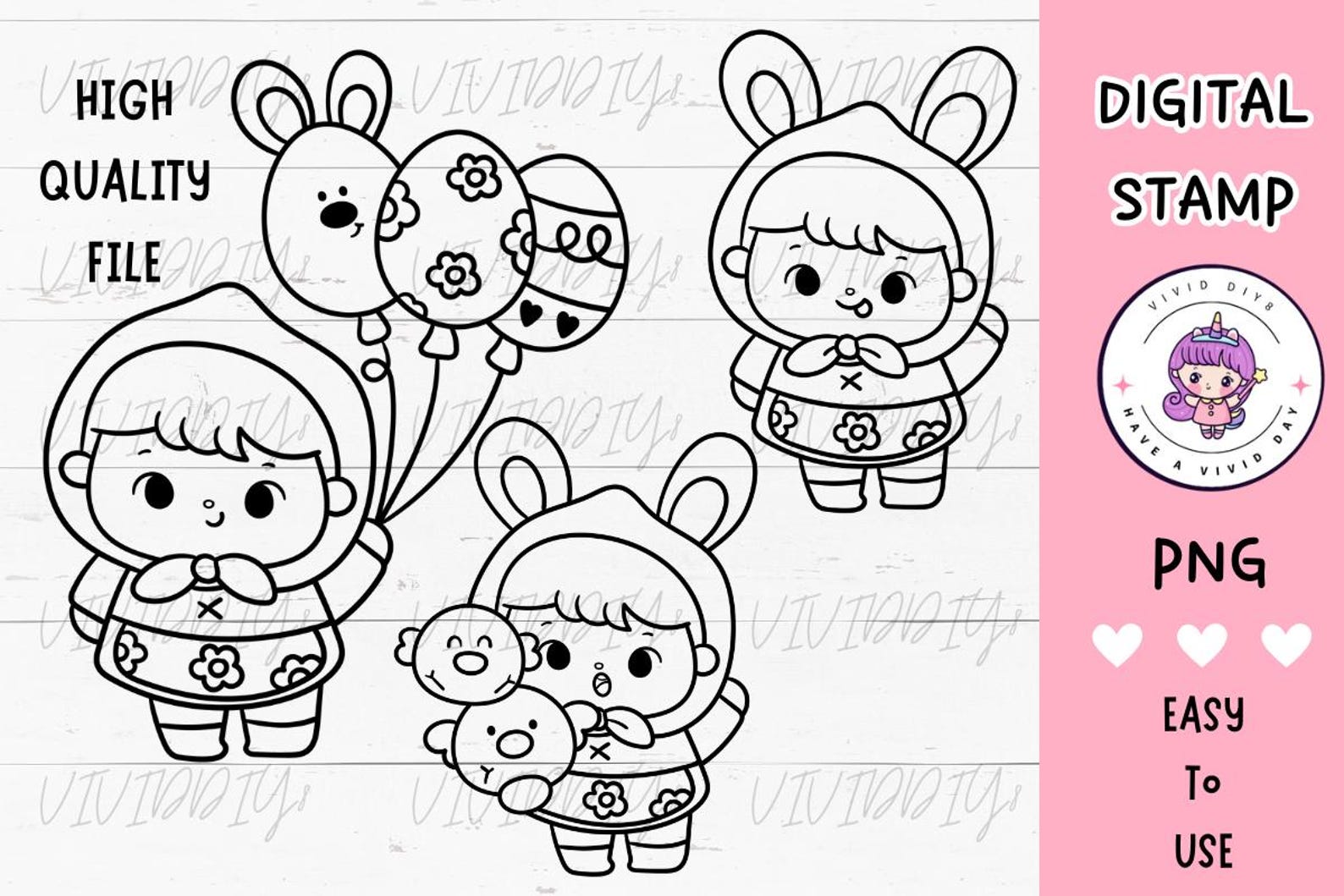 Digi Stamps- Png Clipart, Easter Digi Stamps Lets Doodles, Easter Girl ...