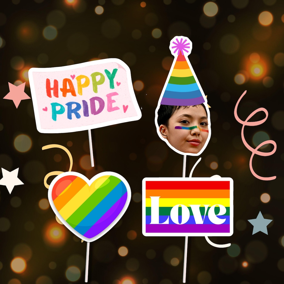 Cupcake Topper Gay Pride Rainbow Custom Face, Personalized Handmade ...
