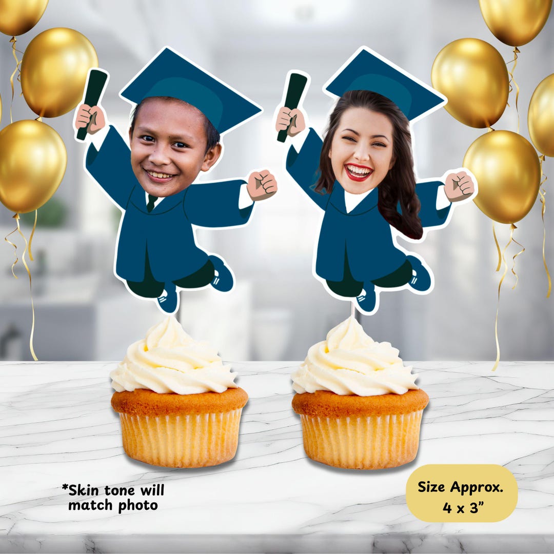 Custom Photo Graduation Cupcake Toppers - Personalized Party Decor ...