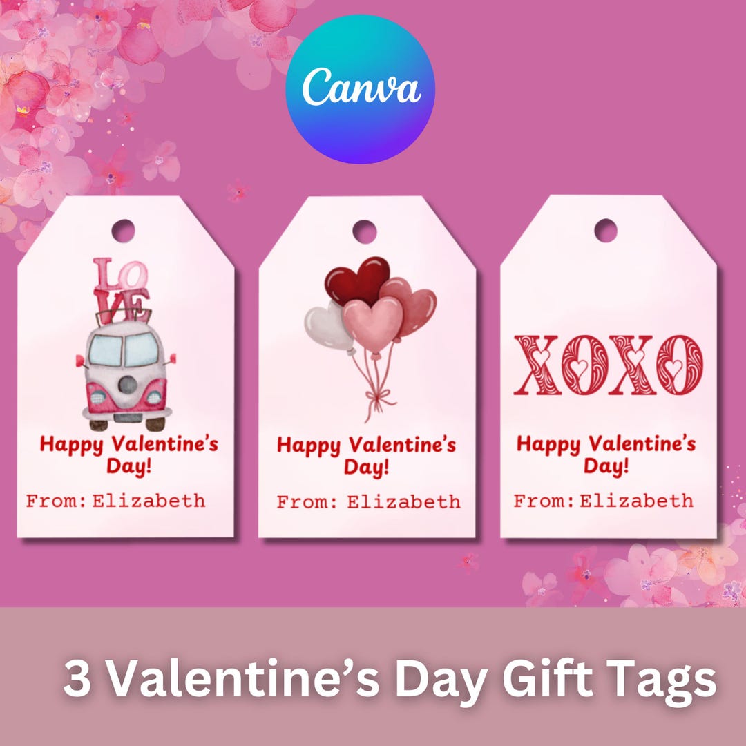 Printable Valentine's Day Gift Tags, DIY Happy Valentine's Day Card ...