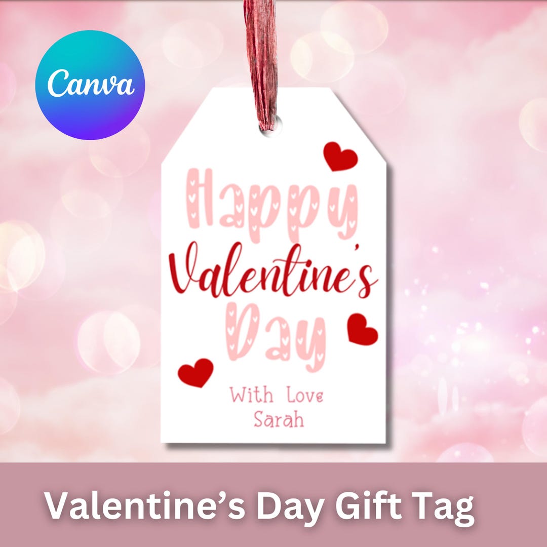 Printable Valentine's Day Gift Tag DIY Happy Valentine's Day Card ...