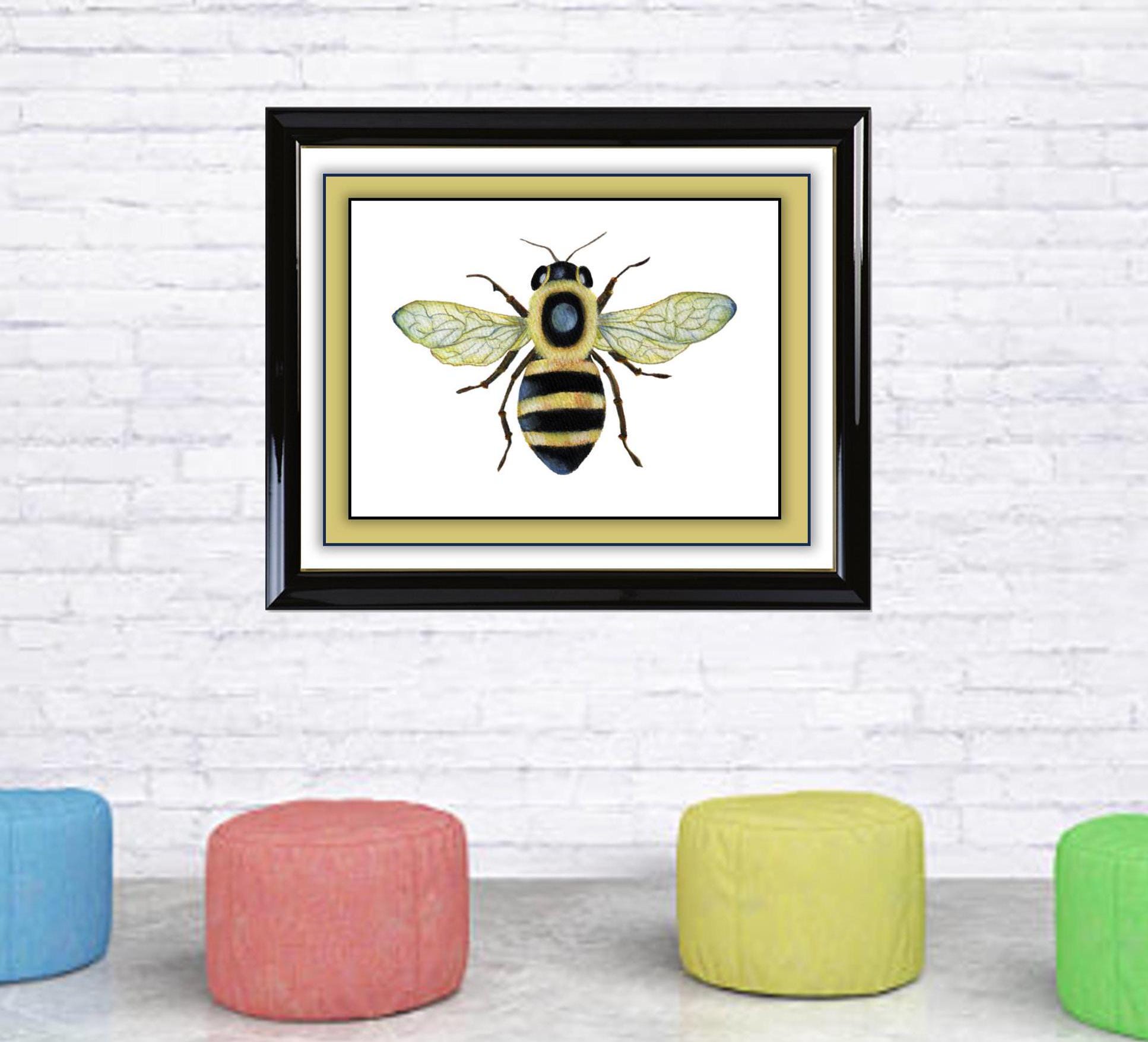 Bumble Bee Watercolor Art | Downloadable Digital Artist Wall Prints - Etsy