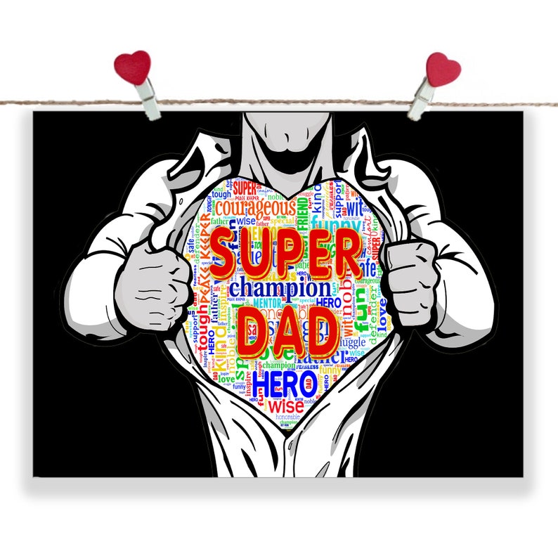 Happy Father's Day - Super Dad- Word Cloud Art | Downloadable Digital ...