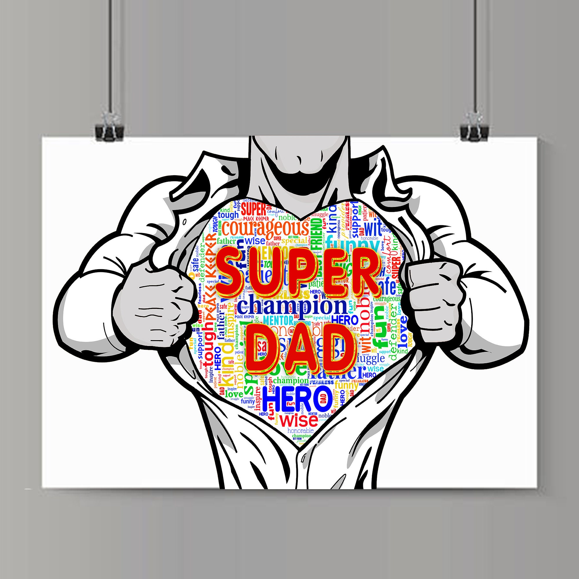 Happy Father's Day - Super Dad- Word Cloud Art | Downloadable Digital ...