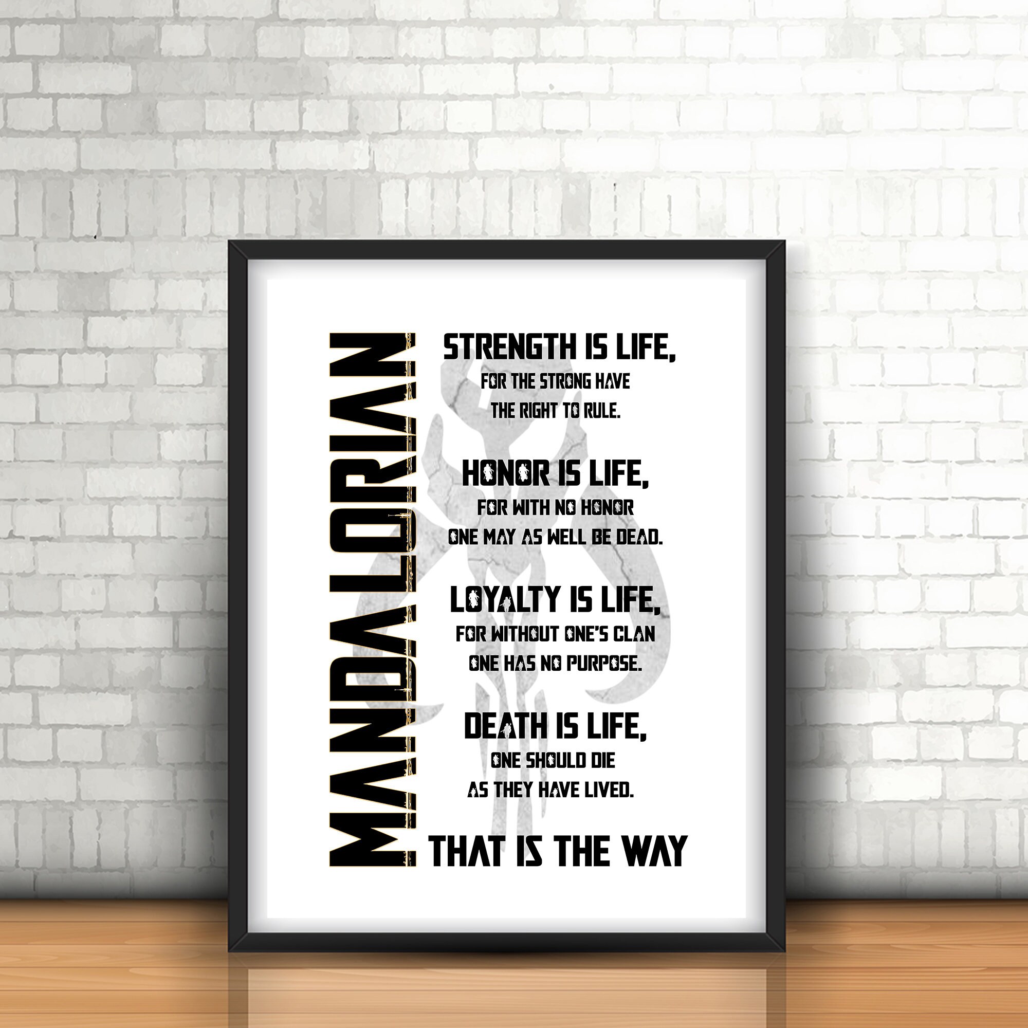Star Wars Mandalorian Poster Code of Honor With Mandalorian Logo ...