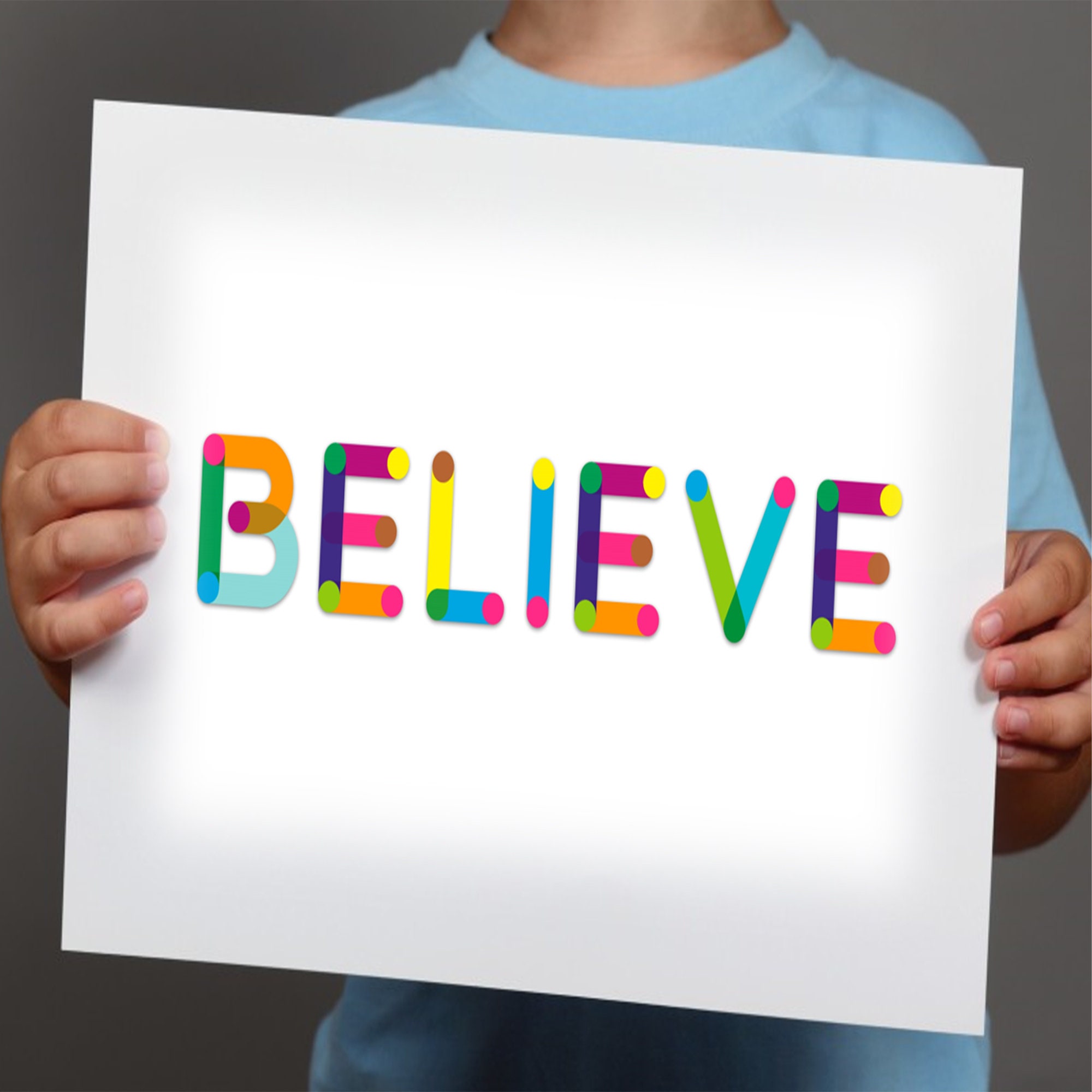 Believe Word Art Printables | Graphic Design Art Download Digital ...