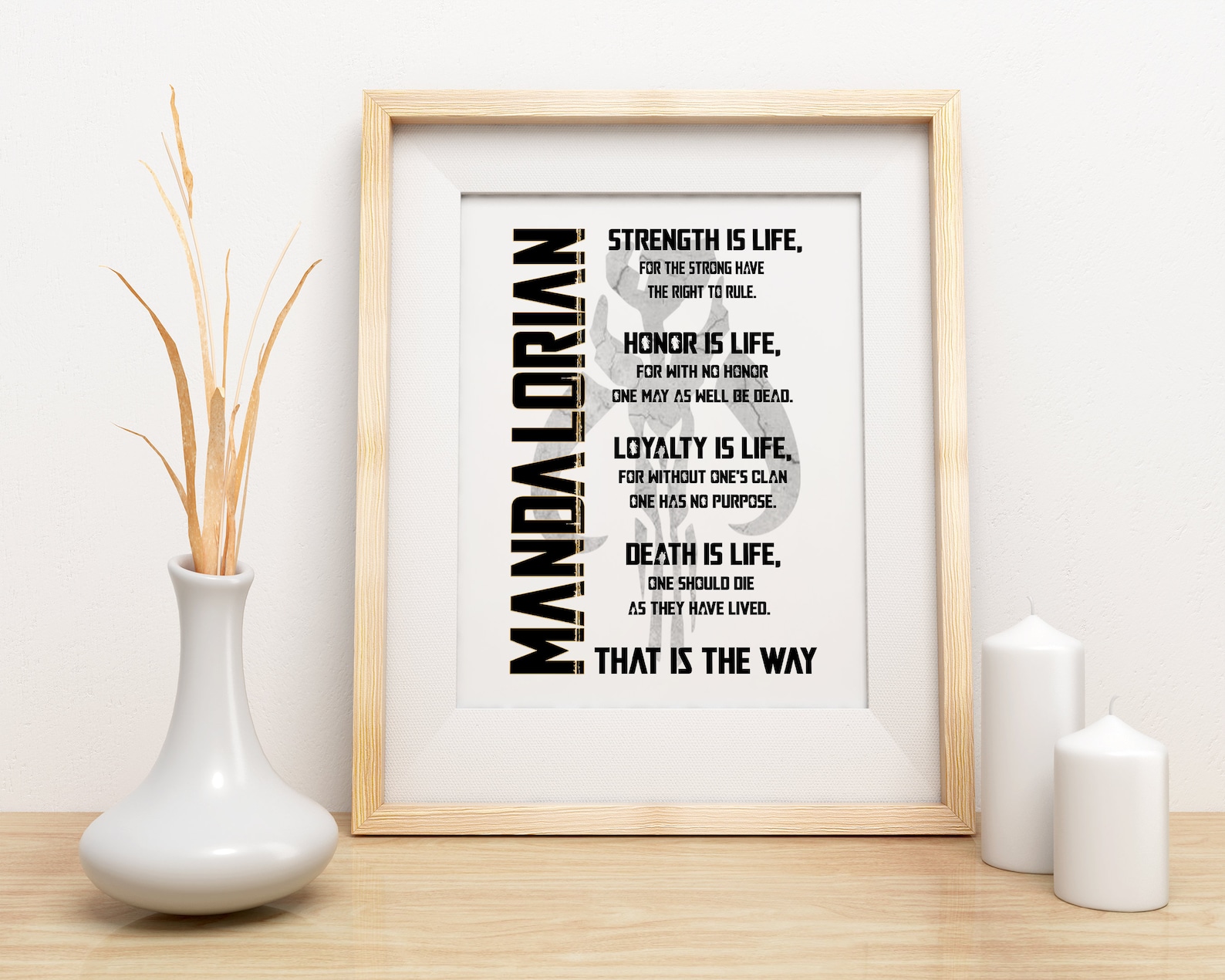 Star Wars Mandalorian Poster Code of Honor With Mandalorian Logo ...