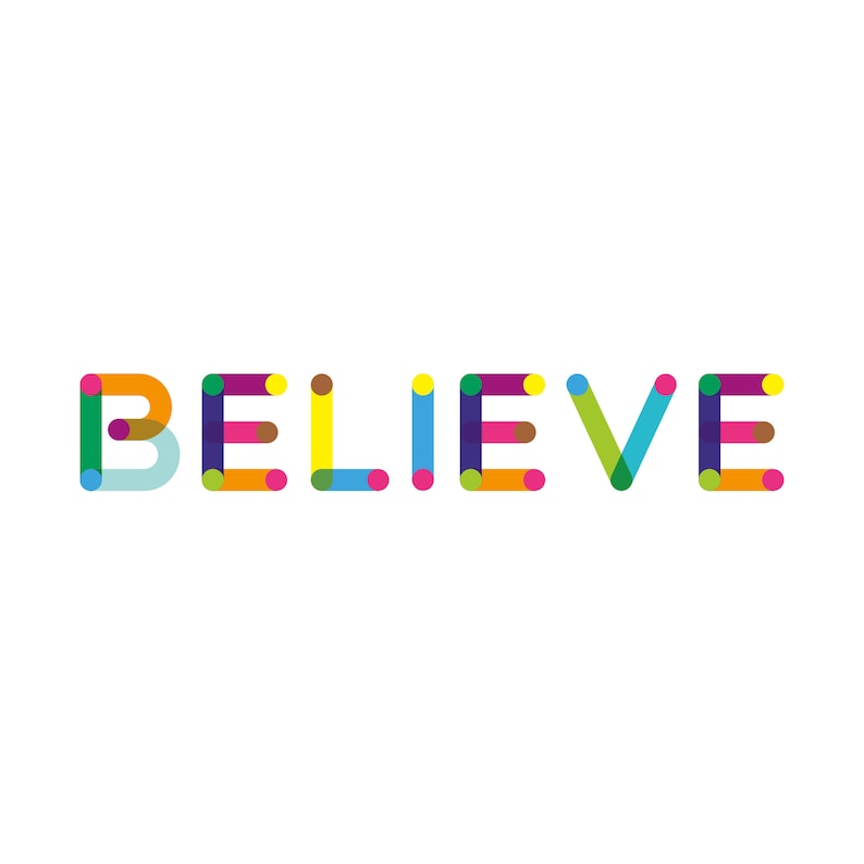 Believe Word Art Printables | Graphic Design Art Download Digital ...
