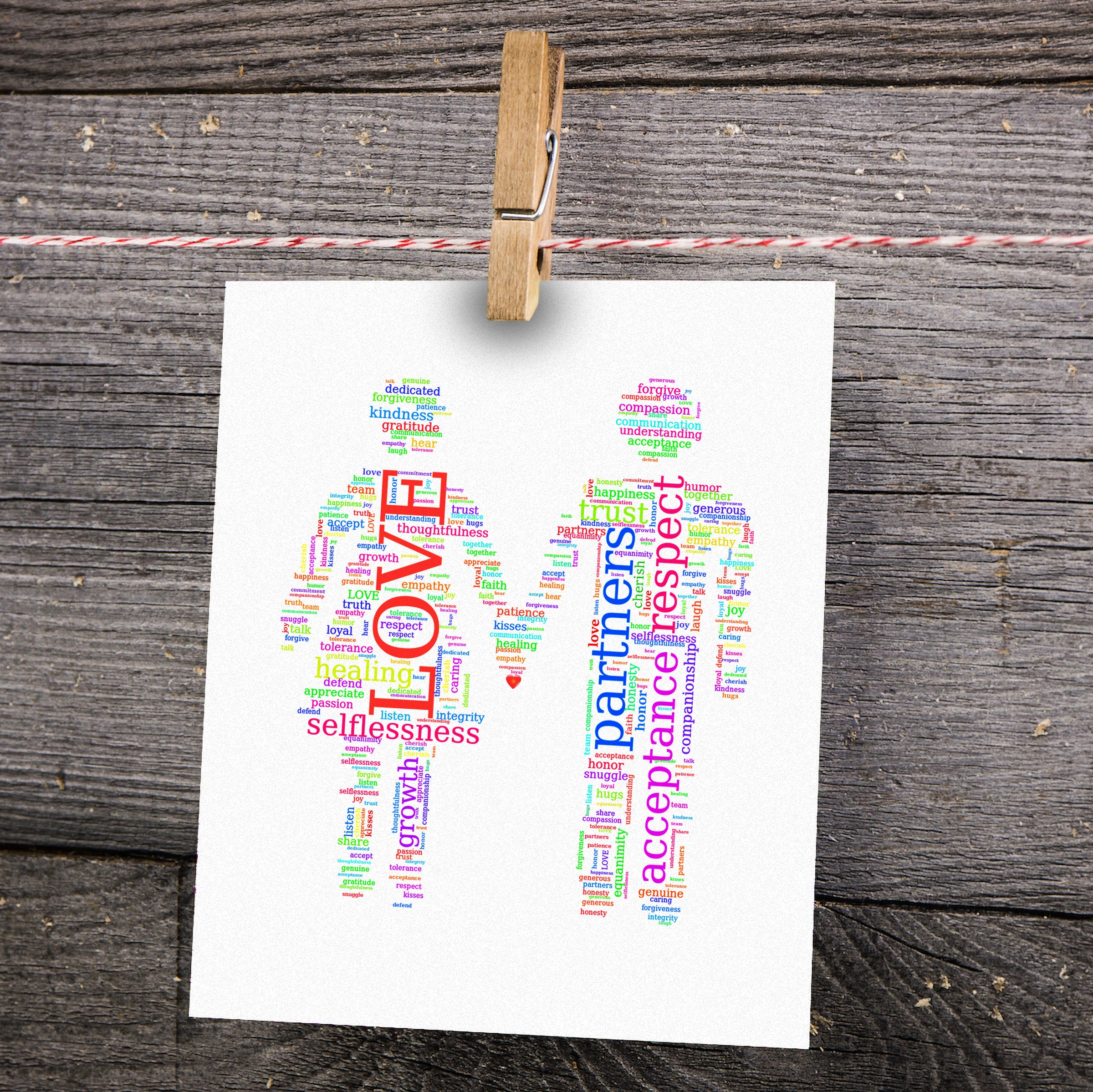 Love Couple Word Cloud Art / Arte digital descargable para tarjetas ...