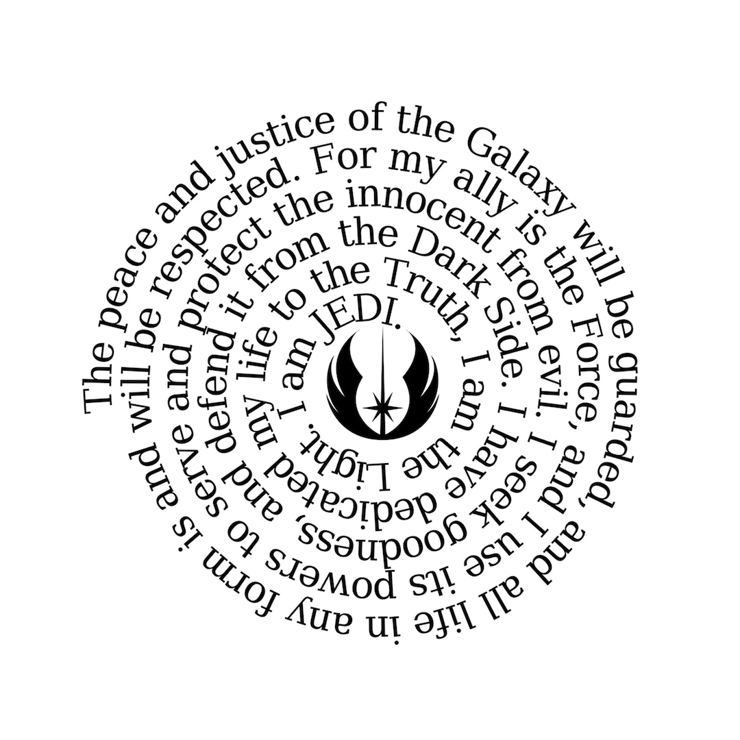 Star Wars JEDI Creed Spiral Word Art Inspirational Saying | Digital ...
