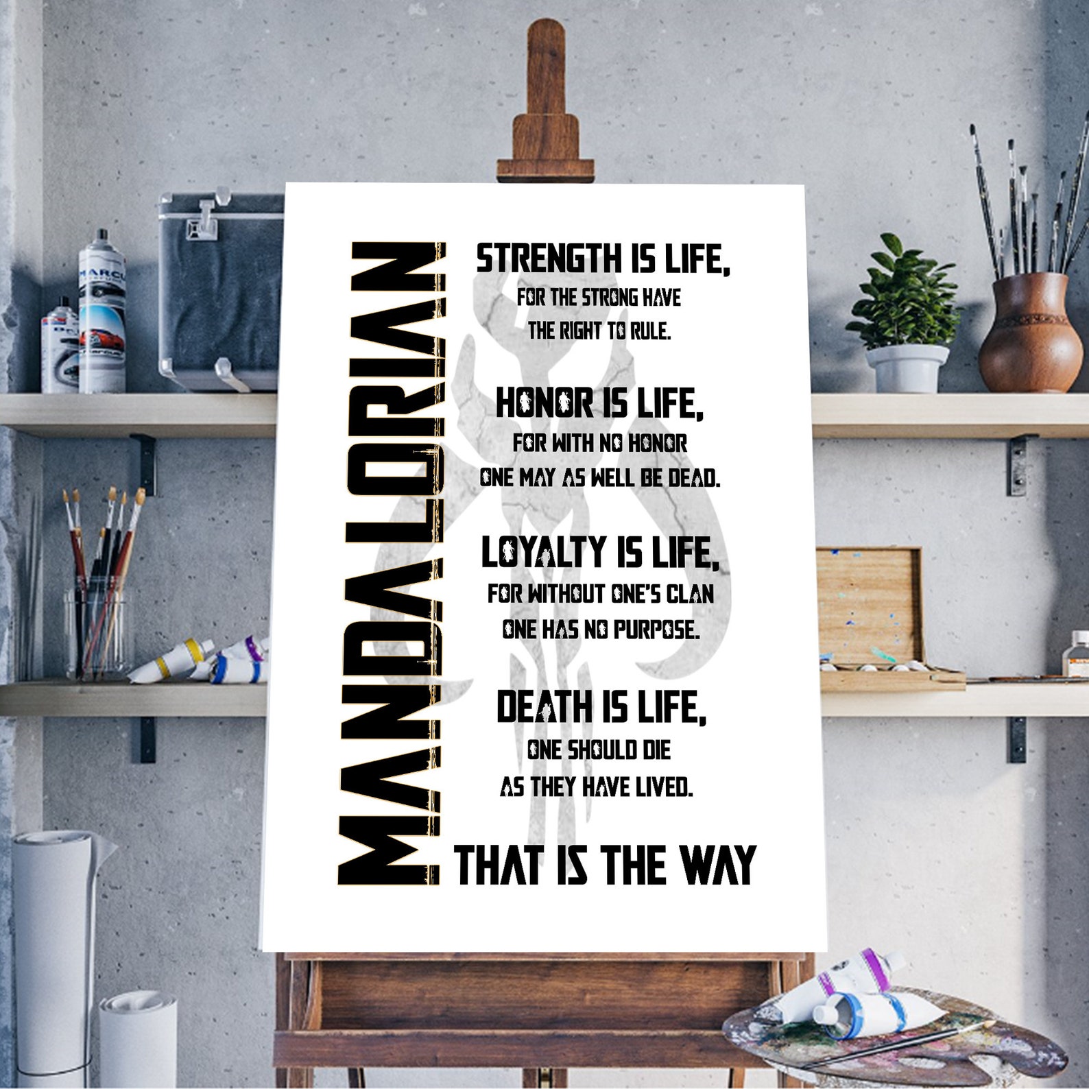 Star Wars Mandalorian Poster Code of Honor With Mandalorian Logo ...