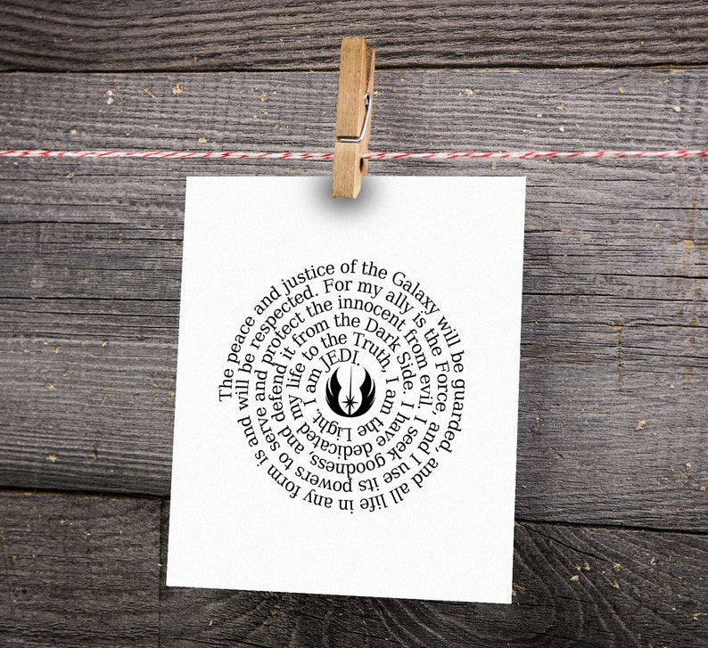 Star Wars JEDI Creed Spiral Word Art Inspirational Saying Digital ...