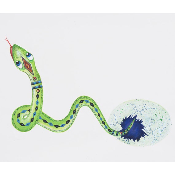 Whimsical Pet Snake Art Printable Slitherton | Etsy