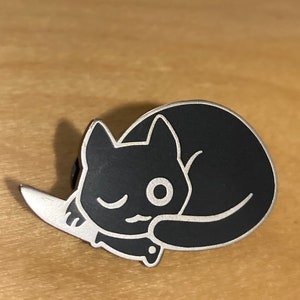 Sleepy Knifecat Enamel Pin - Etsy