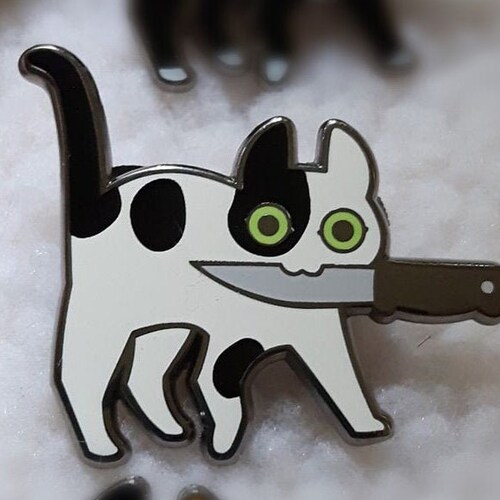 Black Knifecat Enamel Pin | Etsy