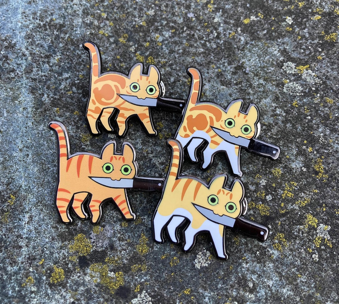 Orange Tabby Knifecat Enamel Pin - Etsy
