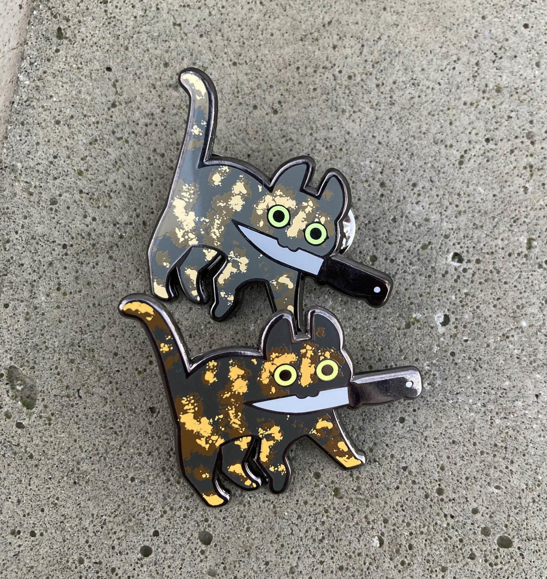 Tortoiseshell Knifecat Enamel Pins - Etsy
