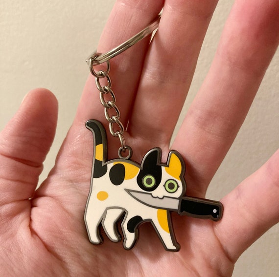 Calico Knifecat Metal Keychain - Etsy