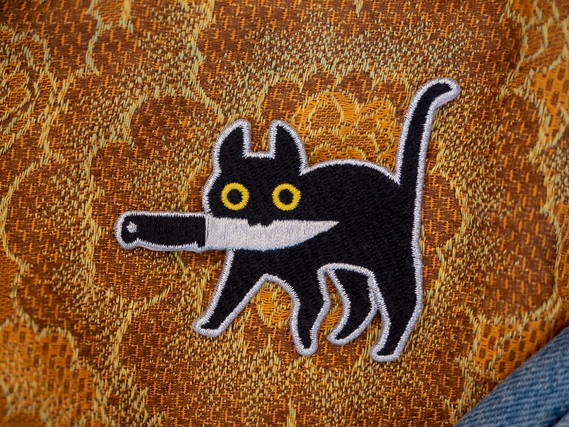 Knifecat Embroidered Patch - Etsy