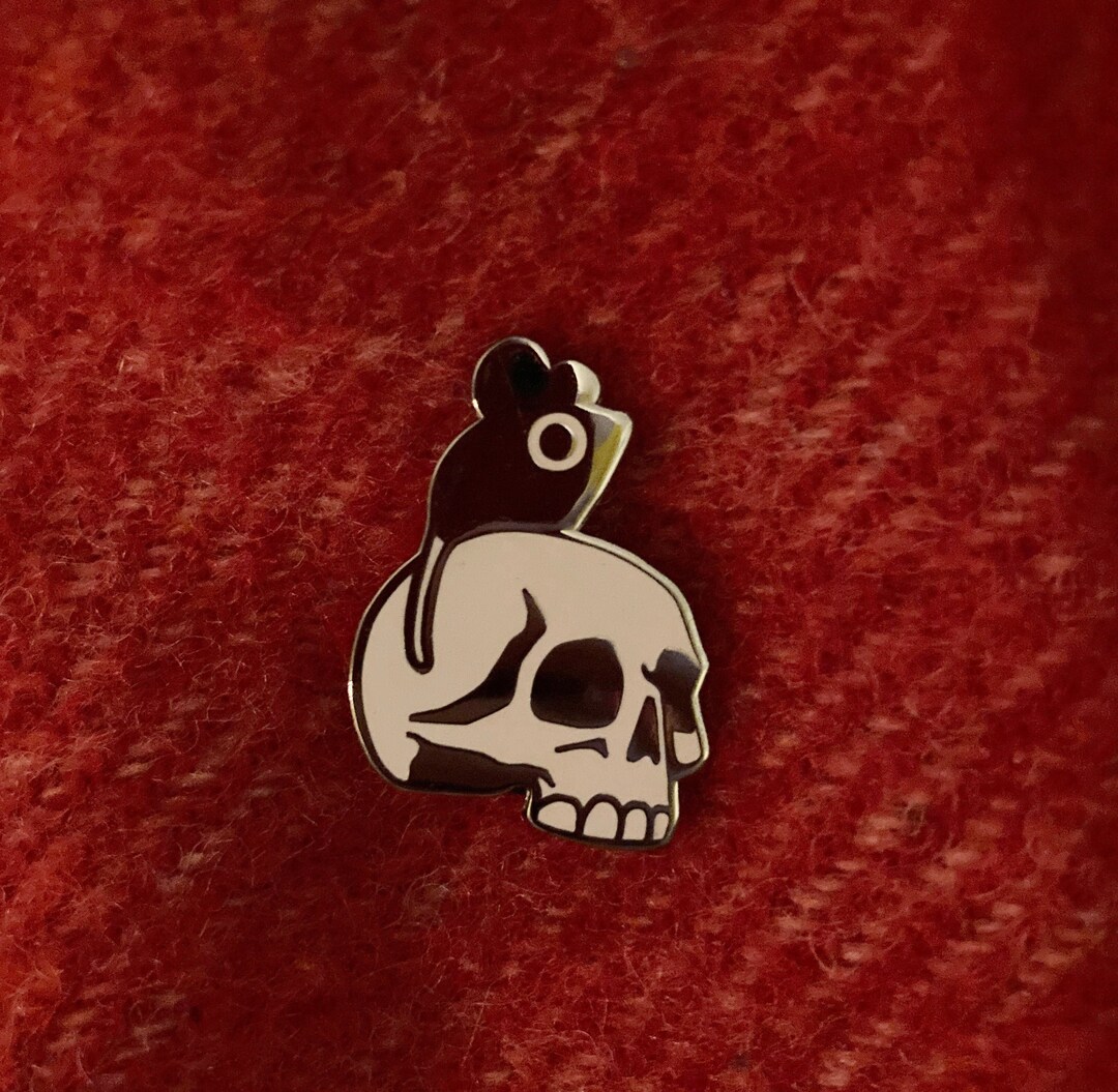Skull Mouse Black Nickel Enamel Pin - Etsy