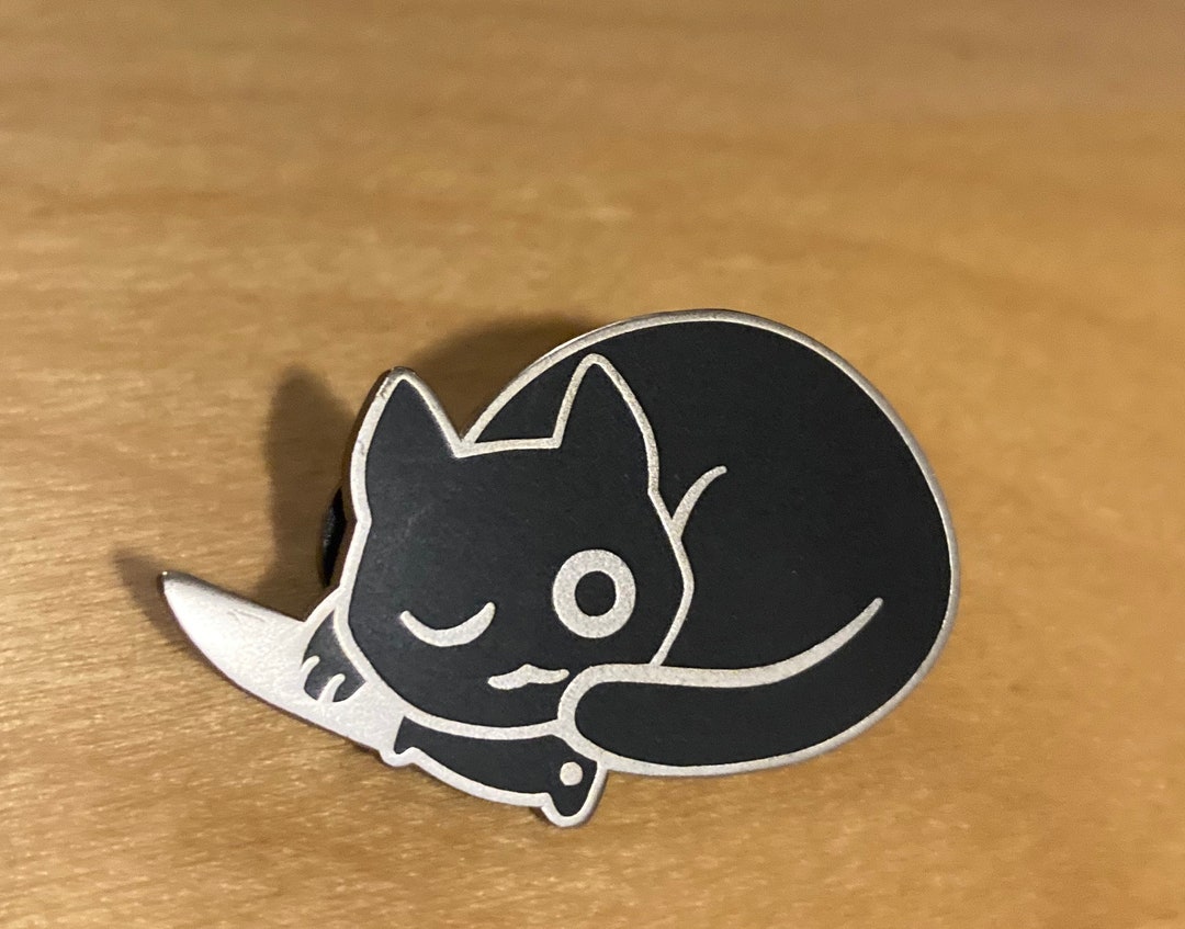 Sleepy Knifecat Enamel Pin - Etsy