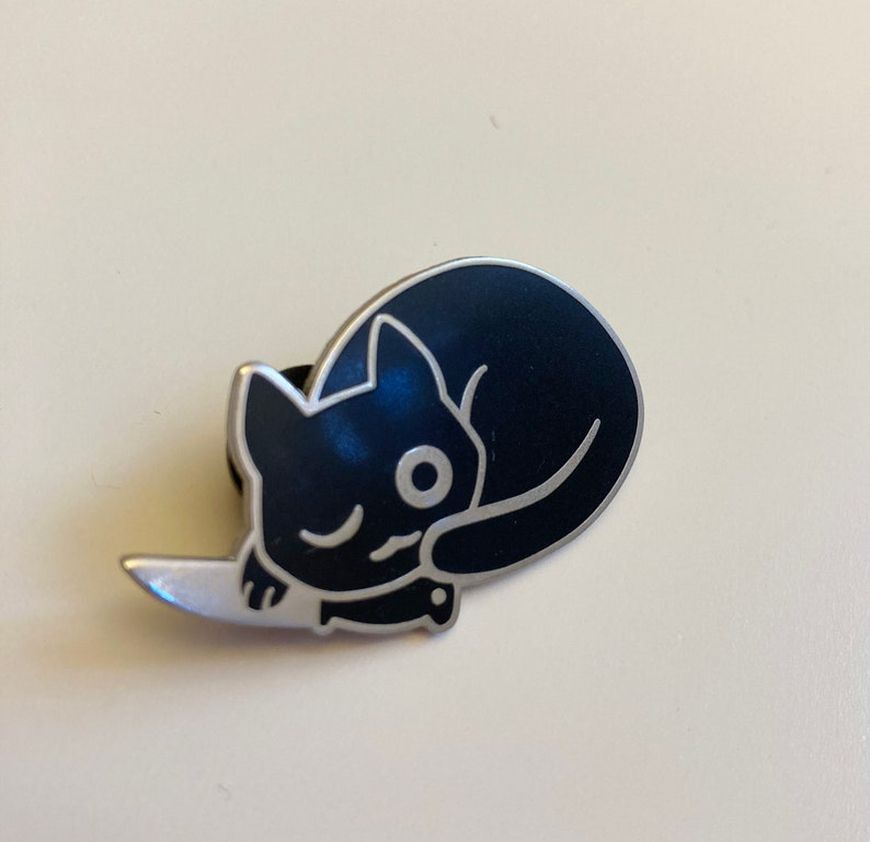 Sleepy Knifecat Enamel Pin - Etsy