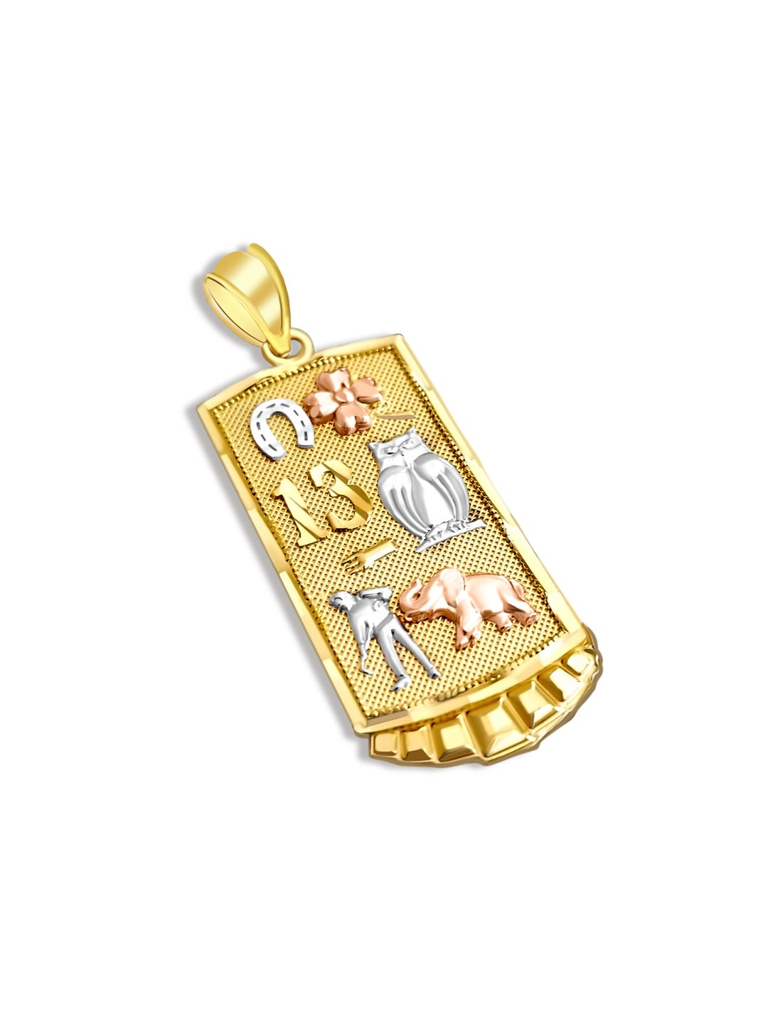 14K Solid Gold Lucky Charm Pendant, Good Luck Pendant - Etsy