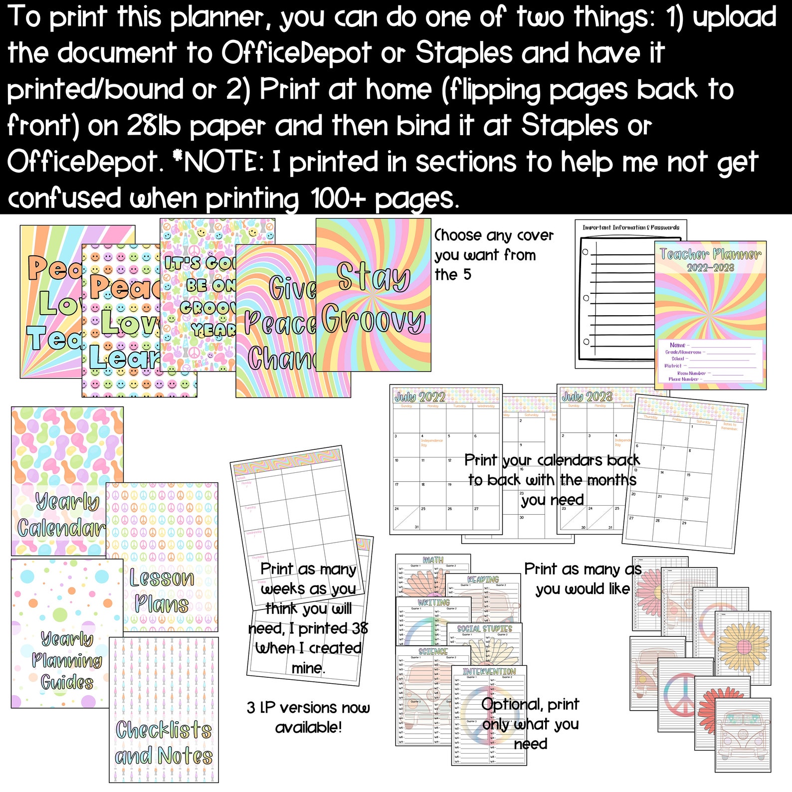 Digital Peace Love Teach Teacher Planner 2025-2026 (editable) - Etsy
