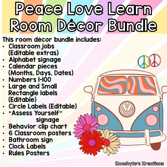 Peace Love Learn Room Décor Bundle - Etsy