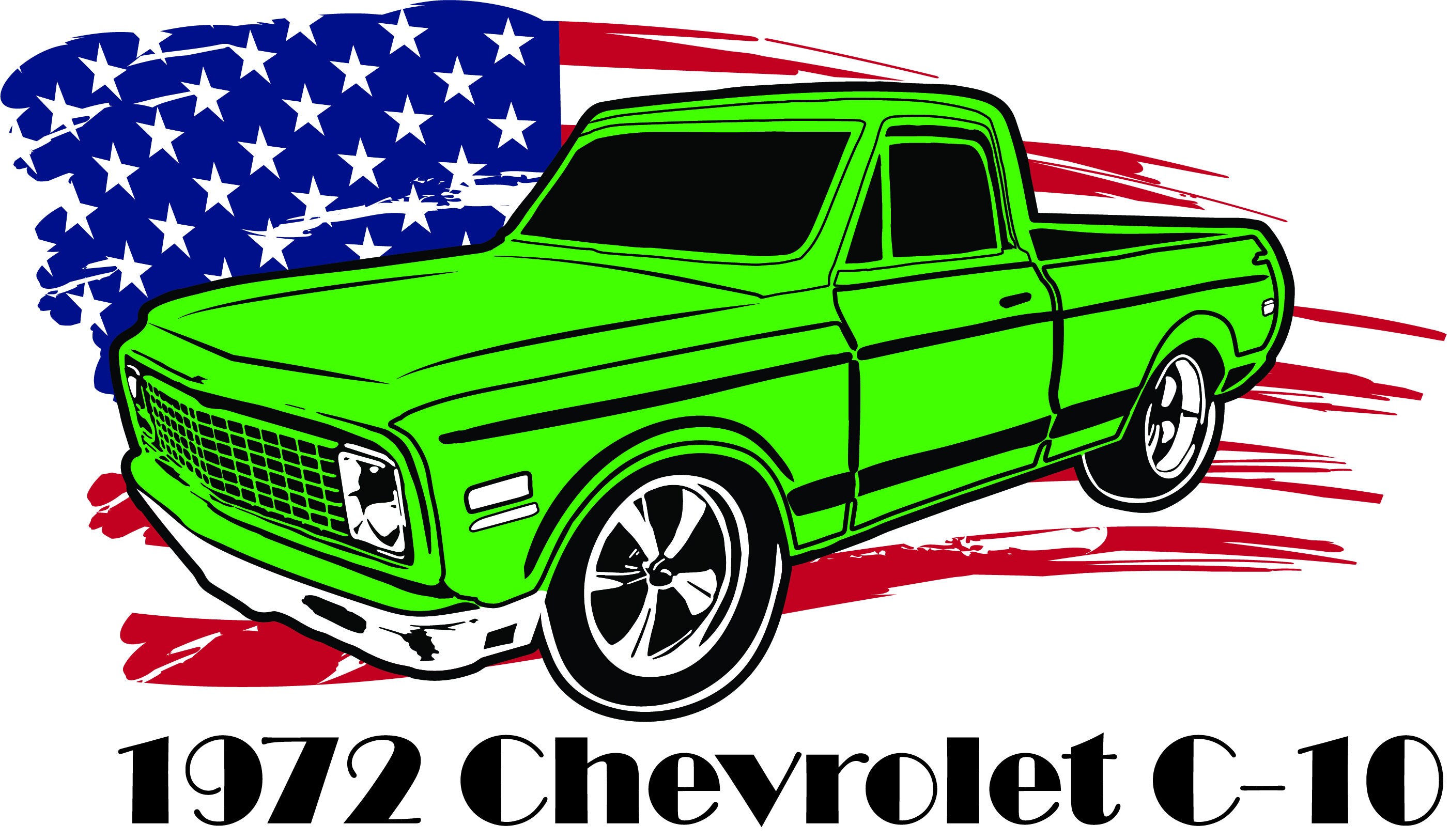 1972 C-10 SVG US American Flag Svg Classic Truck Svg | Etsy
