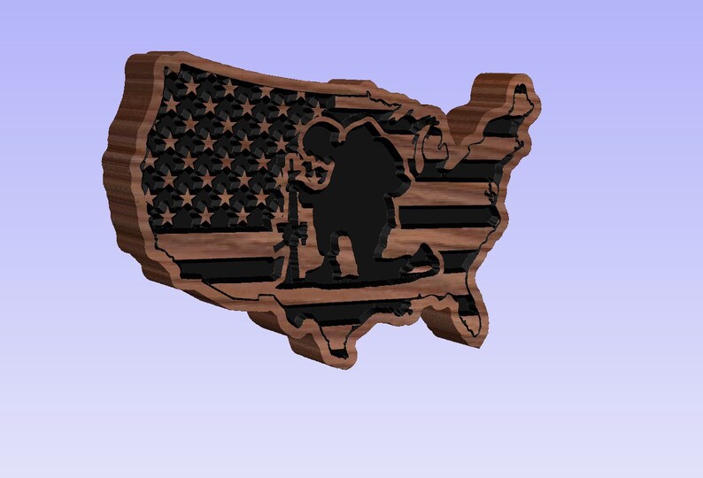 Patriotic US American Flag Design With American Soldier Kneeling - SVG ...