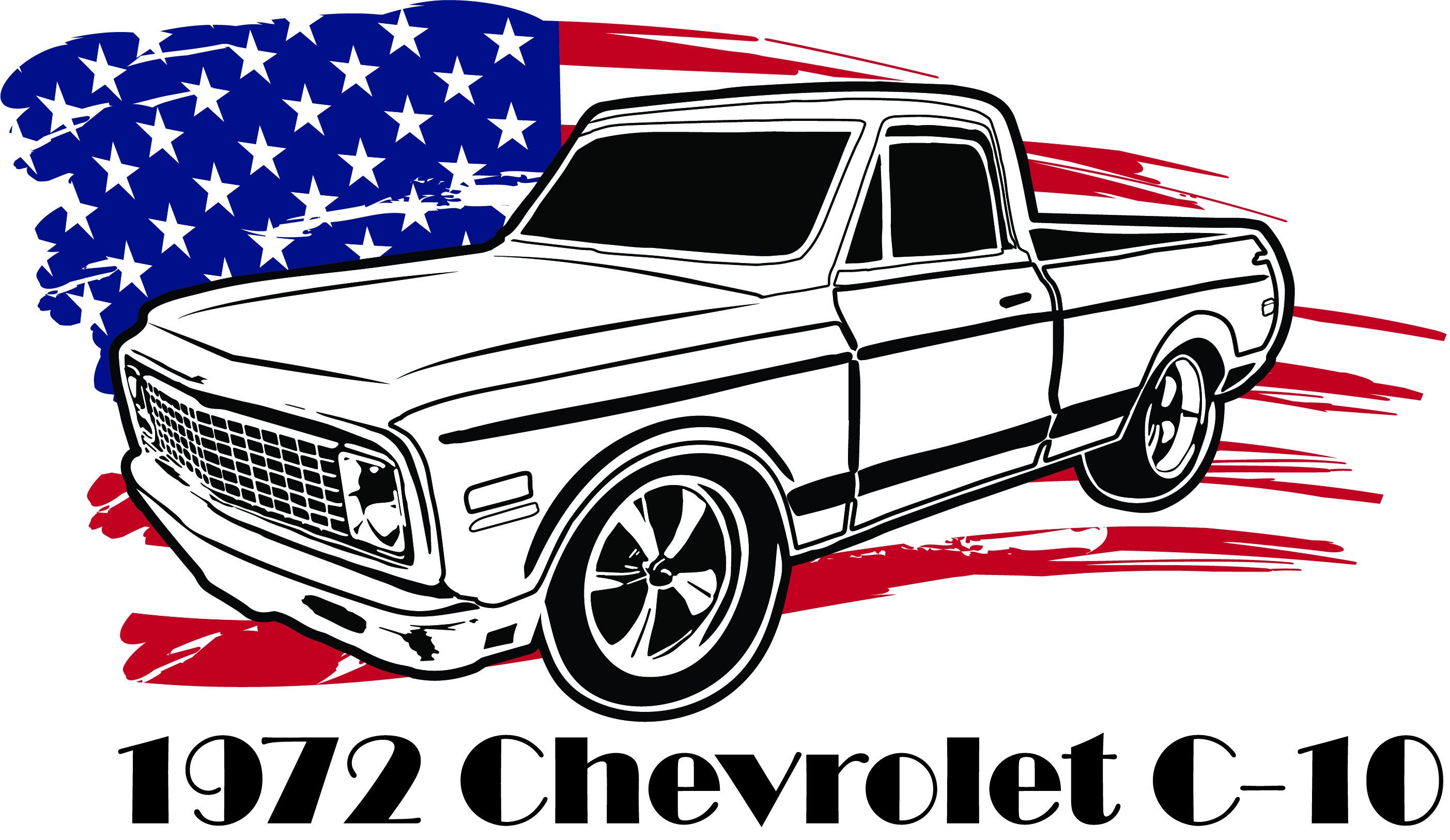 1972 C-10 SVG US American Flag Svg Classic Truck Svg | Etsy