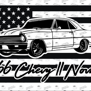 1966 Chevy Nova II Flag Svg, American Flag Svg, Nova SS, Nova SS Svg ...