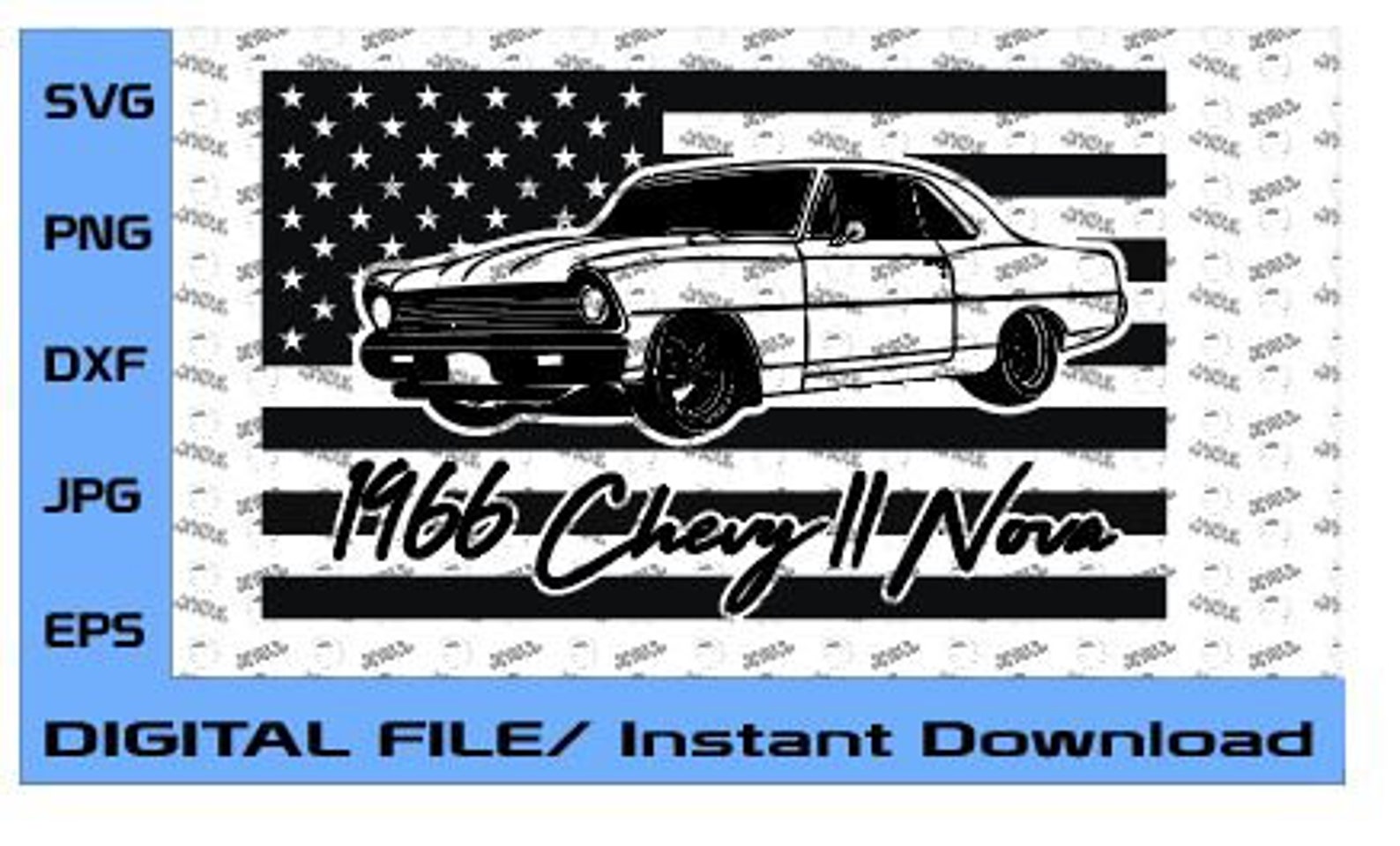 1966 Chevy Nova II Flag Svg, American Flag Svg, Nova SS, Nova SS Svg ...