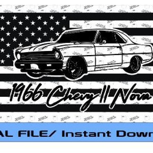 1966 Chevy Nova II Flag Svg, American Flag Svg, Nova SS, Nova SS Svg ...