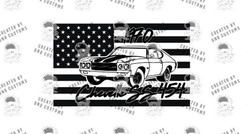 1970 Chevelle SS 454 SVG, American Flag Chevy Chevelle Svg, Chevrolet ...