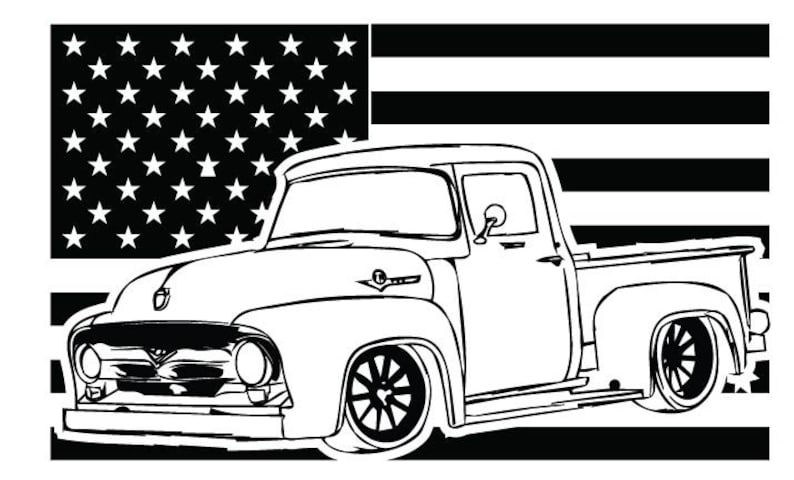 1956 Ford F100 Truck SVG, Truck SVG, Classic Truck SVG, American Flag ...