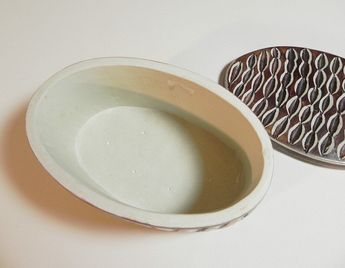 Decorative Stoneware Oval Box With Lid - Etsy