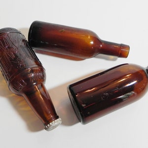 3 Vintage Amber Colored Bottles - Etsy