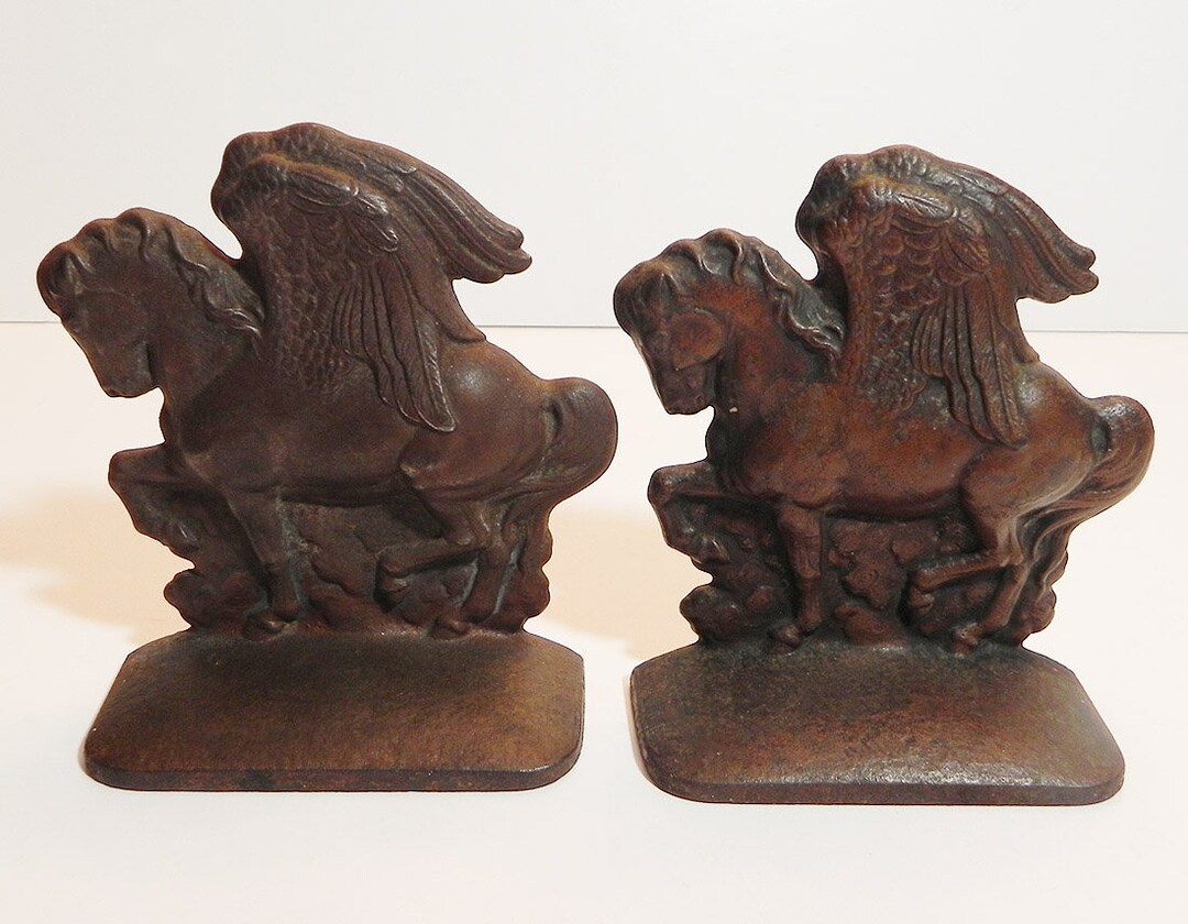 Two 1929 Bronze Tone Pegasus Flying Horse Bookends, by James Company - Etsy