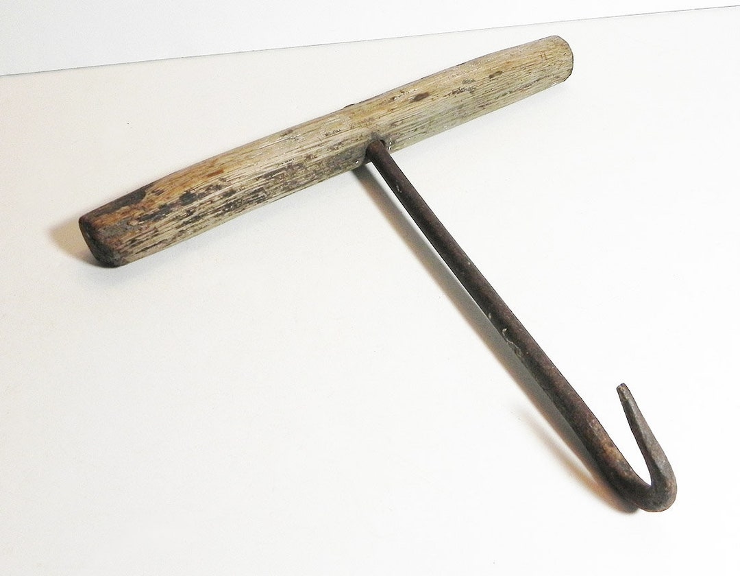 Large Rustic Hand Forged Iron Hook - Etsy