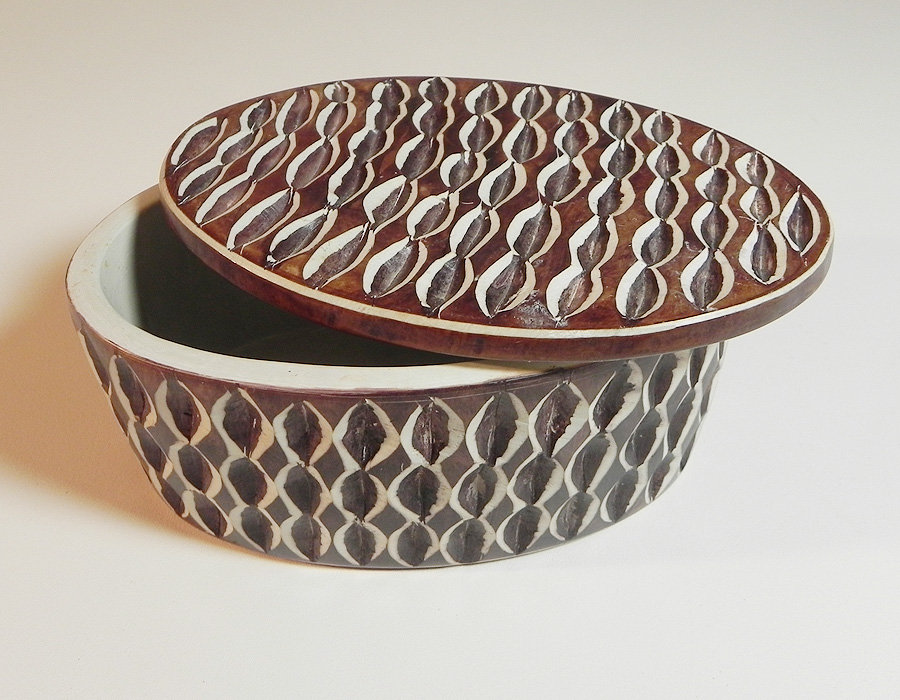 Decorative Stoneware Oval Box With Lid - Etsy
