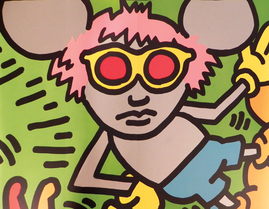Keith Haring Silk Screened Poster Andy Mouse | Etsy